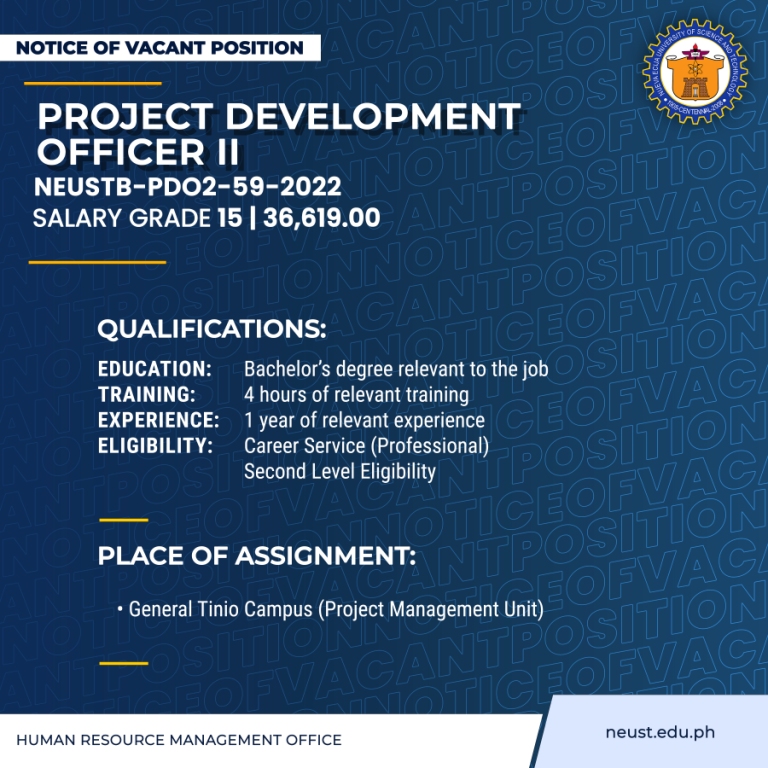 18-PROJECT-DEVELOPMENT-OFFICER-II | Nueva Ecija University of Science ...